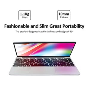 VGKE B14 Windows 10 Laptop, 14 inches Full HD 1920*1080 IPS 100% sRGB Display, Itel X7-E3950 Quad-Core, 6GB LPDDR3, 128GB SSD, Expandable 1TB, 4K, WiFi, BT4.0 (Silver)