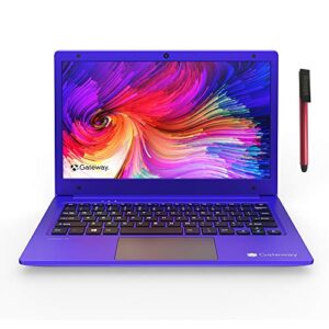 gateway 11.6″ fhd ultra slim laptop computer, amd a4-9120e up to 2.4ghz, 4gb ddr4 ram, 64gb emmc, bluetooth 4.0, webcam, usb type-c, hdmi, remote work, windows 10 s, broage 64gb flash drive, purple