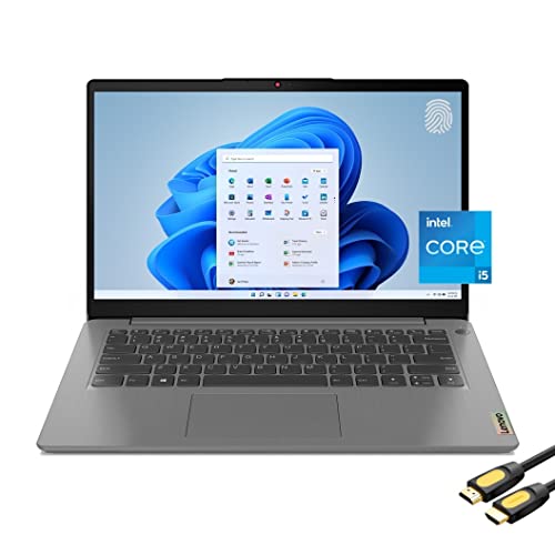 Lenovo IdeaPad 3 14" FHD Laptop, 11th Intel 4-Core i5-1135G7, Intel Iris Xe Graphics, 12GB RAM, 512GB PCIe SSD, USB-C, HDMI, WiFi 6, FP Reader, Webcam, SD Card Reader, SPS HDMI Cable, Grey, Win 11