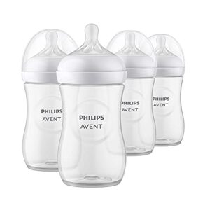 philips avent natural baby bottle with natural response nipple, clear, 9oz, 4pk, scy903/04