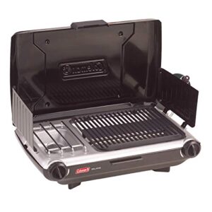 coleman gas camping grill/stove | tabletop propane 2 in 1 grill/stove, 2 burner