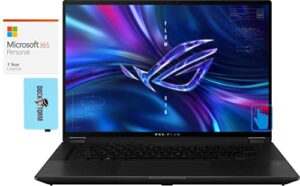 asus rog flow x16 gv601 gaming & entertainment laptop (amd ryzen 9 6900hs 8-core, 16gb ddr5 4800mhz ram, 2x1tb pcie ssd raid 1 (1tb), win 11 pro) with ms 365 personal , hub