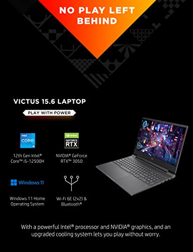 HP Victus 15-fa0025nr 15.6" FHD Gaming Laptop, Intel Core i5-12500H 2.5GHz 8GB RAM, 512GB SSD, NVIDIA GeForce RTX 3050, Windows 11 Home(Renewed)