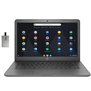 2020 hp 14″ hd display chromebook, amd a4-9120c processor, 4gb ram, 32gb emmc, hd webcam, bang&olufsen audio, amd radeon r4 graphics, media card reader, usb-c, chrome os, gray, 32gb snow bell usb card