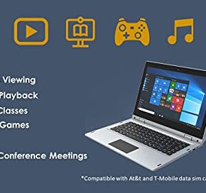 IVIEW Megatron 4G LTE 14.1" Touch Screen, 1920 × 1080 IPS High Resolution, Intel Celeron Dual Core 4GB/64GB Storage 360° Convertible Laptop