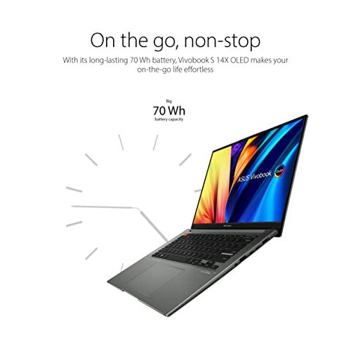 ASUS VivoBook S 14X OLED Laptop, 14.5” 2.8K 16:10 120Hz Display, Intel Evo Platform, Intel Core i5-12500H CPU, 8GB RAM, 512GB SSD, Windows 11 Home, Midnight Black, S5402ZA-DB51