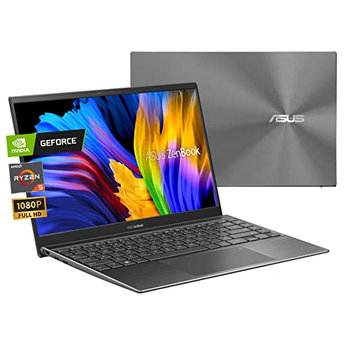 ASUS Ultra-Slim Zenbook 14.0" FHD IPS Laptop | AMD Ryzen 5 5500U | NVIDIA GeForce MX450 | Wi-Fi 6 | Harman Kardon Audio | HD Webcam | Backlit KB | USB-C | Windows 11 (8GB RAM | 256GB PCIe SSD)