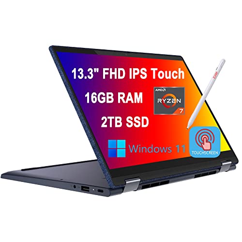 Lenovo Yoga 6 13 2-in-1 Laptop 13.3" FHD IPS Touchscreen (72% NTSC) AMD Octa-Core Ryzen 7 5700U (Beats i7-10710U) 16GB RAM 2TB SSD Fingerprint Backlit Dolby Atmos Win11 Blue + Pen