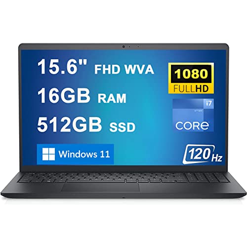 Dell Inspiron 15 3000 3520 Business Laptop 15.6" FHD WVA Anti-Glare 120Hz Display 12th Generation Intel 10-Core i7-1255U Processor 16GB RAM 512GB SSD Intel Iris Xe Graphics Backlit HDMI Win11 Black