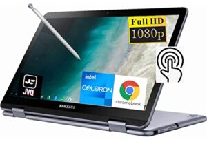 samsung premium 2-in-1 chromebook plus v2 laptop computer, 12.2″ fhd touchscreen, intel celeron 3965y, 4gb ram, 64gb emmc, webcam, usb type-c, wi-fi, bluetooth, chrome os, silver+jvq stylus pen