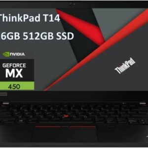 ThinkPad T14 Gen 2 14" FHD Business Laptop (Intel i5-1135G7, 16GB RAM, 512GB PCIe SSD, GeForce MX450 2GB Graphics) 10-Hr Battery Life, Webcam, Thunderbolt 4, Wi-Fi 6E, 3-Year Warranty, Win 11 Pro