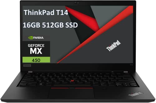 ThinkPad T14 Gen 2 14" FHD Business Laptop (Intel i5-1135G7, 16GB RAM, 512GB PCIe SSD, GeForce MX450 2GB Graphics) 10-Hr Battery Life, Webcam, Thunderbolt 4, Wi-Fi 6E, 3-Year Warranty, Win 11 Pro