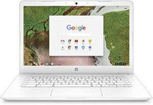 hp 14 14″ hd chromebook, intel celeron n3350 dual-core, intel hd graphics 500, 4gb ram 32gb emmc, bluetooth, built-in webcam, hdmi, chrome os, snow white