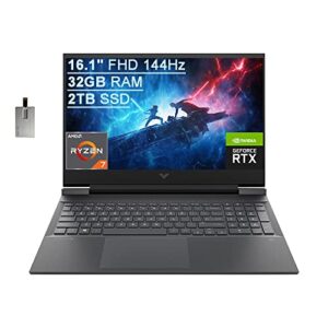 hp 2022 victus 15.6″ fhd gaming laptop, amd ryzen 7-5800h (beats i7-10870h), 32gb ram, 2tb pcie ssd, nvidia geforce rtx 3050 ti, backlit keyboard, win 11, mica silver, 32gb snowbell usb card