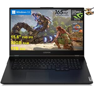 lenovo legion 5 15 gaming laptop 15.6″ fhd ips 165hz (300 nits, 100% srgb) amd octa-core ryzen 7 5800h (beats i7-10870h) 32gb ram 1tb ssd geforce rtx 3070 8gb graphic backlit usb-c win11 + hdmi cable