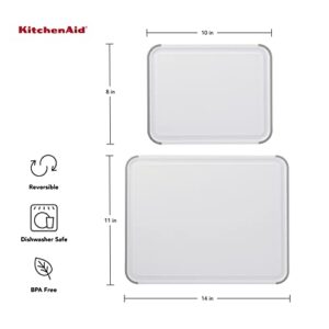 KitchenAid Classic Nonslip 2 Piece Plastic Cutting Board, Set of 2, White