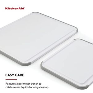 KitchenAid Classic Nonslip 2 Piece Plastic Cutting Board, Set of 2, White