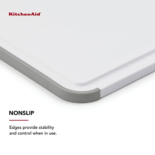 KitchenAid Classic Nonslip 2 Piece Plastic Cutting Board, Set of 2, White