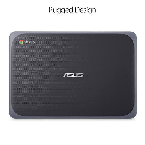 ASUS 2023 Newest Chromebook Laptop, 11.6 inch HD Display, MediaTek Quad-Core Processor, 4GB RAM, 32GB eMMC, 180 Degree, Dark Grey, Education, Chrome OS, Bundle with JAWFOAL