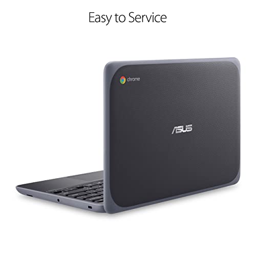 ASUS 2023 Newest Chromebook Laptop, 11.6 inch HD Display, MediaTek Quad-Core Processor, 4GB RAM, 32GB eMMC, 180 Degree, Dark Grey, Education, Chrome OS, Bundle with JAWFOAL