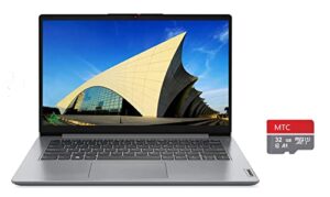 lenovo ideapad 1i thin light laptop, 14″ hd dispay, intel pentium n5030(up to 3.10 ghz), intel uhd graphics, 4gb ram, 160gb storage (128gb emmc+mtc 32gb flash memory), windows 11 s, cloud grey