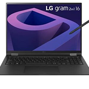 LG Gram 16 inch 2-in-1 Ultralight Laptop (2023 New) | 12-Core Intel i7-1260P Processor | 2560x1600 IPS Touchscreen | Backlit Key | Fingerprint | WiFi6E | 16GB RAM 1TB SSD | Stylus Pen | Win11 Pro