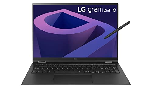 LG Gram 16 inch 2-in-1 Ultralight Laptop (2023 New) | 12-Core Intel i7-1260P Processor | 2560x1600 IPS Touchscreen | Backlit Key | Fingerprint | WiFi6E | 16GB RAM 1TB SSD | Stylus Pen | Win11 Pro