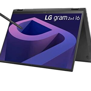 LG Gram 16 inch 2-in-1 Ultralight Laptop (2023 New) | 12-Core Intel i7-1260P Processor | 2560x1600 IPS Touchscreen | Backlit Key | Fingerprint | WiFi6E | 16GB RAM 1TB SSD | Stylus Pen | Win11 Pro