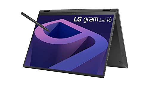 LG Gram 16 inch 2-in-1 Ultralight Laptop (2023 New) | 12-Core Intel i7-1260P Processor | 2560x1600 IPS Touchscreen | Backlit Key | Fingerprint | WiFi6E | 16GB RAM 1TB SSD | Stylus Pen | Win11 Pro