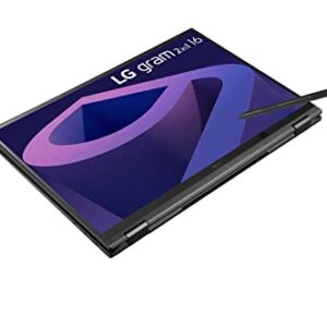 LG Gram 16 inch 2-in-1 Ultralight Laptop (2023 New) | 12-Core Intel i7-1260P Processor | 2560x1600 IPS Touchscreen | Backlit Key | Fingerprint | WiFi6E | 16GB RAM 1TB SSD | Stylus Pen | Win11 Pro