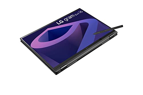 LG Gram 16 inch 2-in-1 Ultralight Laptop (2023 New) | 12-Core Intel i7-1260P Processor | 2560x1600 IPS Touchscreen | Backlit Key | Fingerprint | WiFi6E | 16GB RAM 1TB SSD | Stylus Pen | Win11 Pro