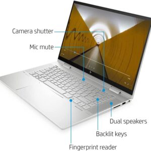 HP 2022 Envy X360 2-in-1 15.6" FHD Touchscreen Laptop, Intel Core i7-1195G7, 64GB RAM, 2TB PCIe SSD, Backlit Keyboard, Intel Iris Xe Graphics, HD Webcam, B&O Audio, Win 11, Silver, 32GB USB Card