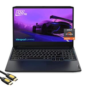 2022 lenovo ideapad gaming 3 gaming laptop, 15.6″ fhd ips 120hz, amd 6-core ryzen 5 5600h (beat i7-1255u), geforce gtx 1650, 16gb ram, 1tb pcie ssd, usb-c, rj45, backlit kb, sps hdmi cable, win 11