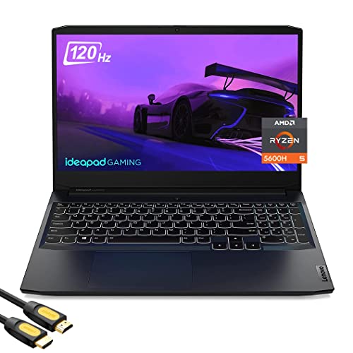 2022 Lenovo IdeaPad Gaming 3 Gaming Laptop, 15.6" FHD IPS 120Hz, AMD 6-Core Ryzen 5 5600H (Beat i7-1255U), GeForce GTX 1650, 16GB RAM, 1TB PCIe SSD, USB-C, RJ45, Backlit KB, SPS HDMI Cable, Win 11