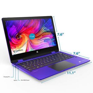 Gateway 11.6" 2-in-1 Touchscreen Laptop Computer, Purple, Intel Celeron N4020 Up to 2.8GHz, 4GB DDR4 RAM, 64GB eMMC, Webcam, HDMI, Windows 10 S, Office 365 Personal 1-Year, 64GB Flash Stylus