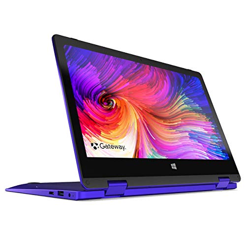 Gateway 11.6" 2-in-1 Touchscreen Laptop Computer, Purple, Intel Celeron N4020 Up to 2.8GHz, 4GB DDR4 RAM, 64GB eMMC, Webcam, HDMI, Windows 10 S, Office 365 Personal 1-Year, 64GB Flash Stylus