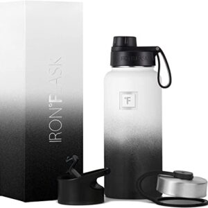 IRON °FLASK Sports Water Bottle - 32 Oz, 3 Lids (Spout Lid), Leak Proof, Vacuum Insulated Stainless Steel, Double Walled, Thermo Mug, Metal Canteen