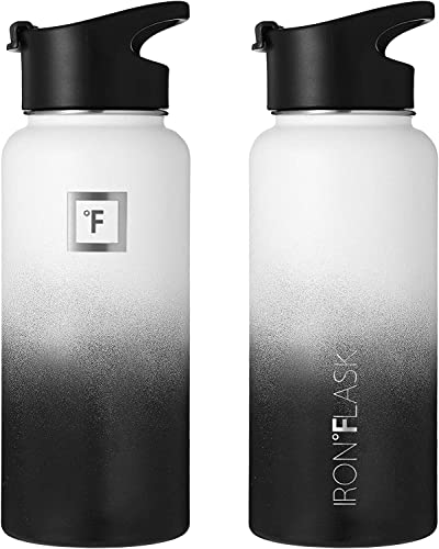 IRON °FLASK Sports Water Bottle - 32 Oz, 3 Lids (Spout Lid), Leak Proof, Vacuum Insulated Stainless Steel, Double Walled, Thermo Mug, Metal Canteen