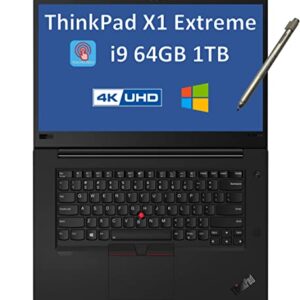 Lenovo ThinkPad X1 Extreme 15.6" 4K UHD Touchscreen (Intel 8-Core i9-10885H, 64GB RAM, 1TB PCIe SSD, GTX 1650Ti) Mobile Workstation Laptop, Thunderbolt, Backlit, FP, Win 10 Pro (Renewed)