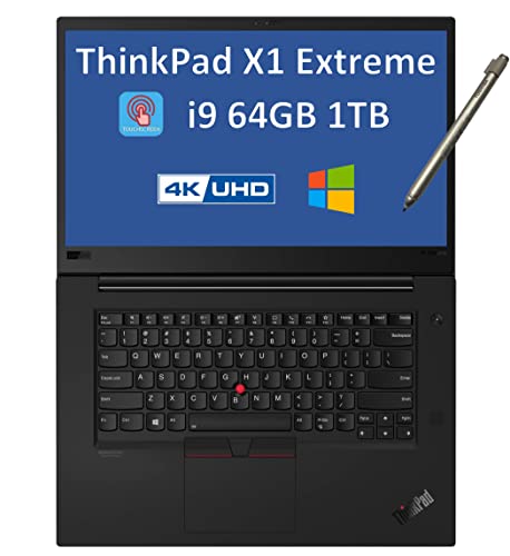 Lenovo ThinkPad X1 Extreme 15.6" 4K UHD Touchscreen (Intel 8-Core i9-10885H, 64GB RAM, 1TB PCIe SSD, GTX 1650Ti) Mobile Workstation Laptop, Thunderbolt, Backlit, FP, Win 10 Pro (Renewed)