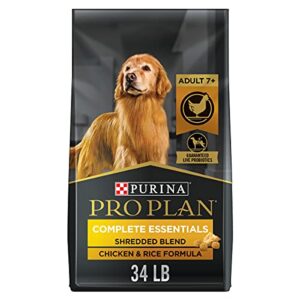 purina pro plan senior dog food with probiotics for dogs, shredded blend chicken & rice formula – 34 lb. bag