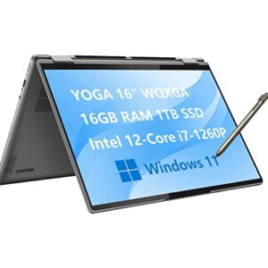 Lenovo Yoga 7 7i 16" WQXGA (2560x1600) 2-in-1 Touchscreen (Intel 12th Gen i7-1260P, 16GB RAM, 1TB SSD, IST Computers Active Stylus) Business Laptop, Backlit KB, Thunderbolt 4, Webcam, Win 11 Home