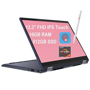 lenovo yoga 6 13 2-in-1 business laptop 13.3″ fhd ips 72% ntsc touchscreen amd octa-core ryzen 7 5700u (beats i7-10510u) 16gb ram 512gb ssd backlit kb fingerprint dolby usb-c win 10 blue + pen