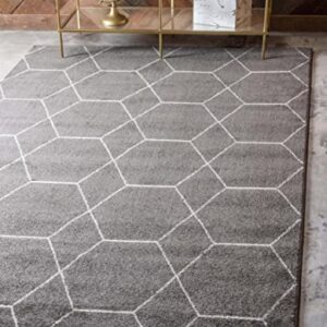 Unique Loom Trellis Frieze Collection Area Rug - Geometric (9' x 12' 2", Dark Gray/ Ivory)