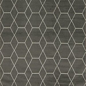 Unique Loom Trellis Frieze Collection Area Rug - Geometric (9' x 12' 2", Dark Gray/ Ivory)