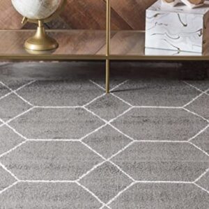 Unique Loom Trellis Frieze Collection Area Rug - Geometric (9' x 12' 2", Dark Gray/ Ivory)