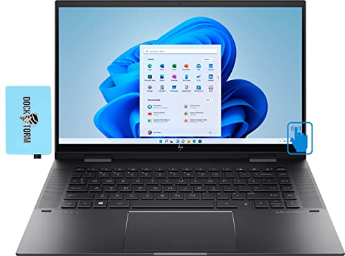 HP Envy x360 15.6" FHD IPS Touchscreen Laptop (AMD Ryzen 5 5500U 6-Core, 8GB RAM, 1TB PCIe SSD, AMD Radeon, Backlit KYB, Fingerprint, WiFi 6, Bluetooth 5.2, HD Webcam, Win 11 Home) with Hub