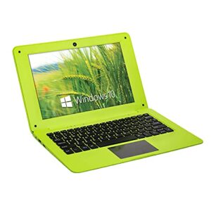 goldengulf windows 10 portable computer laptop mini 10.1 inch 32gb ultra slim and light netbook intel quad core pc hdmi usb netflix youtube for children (green)