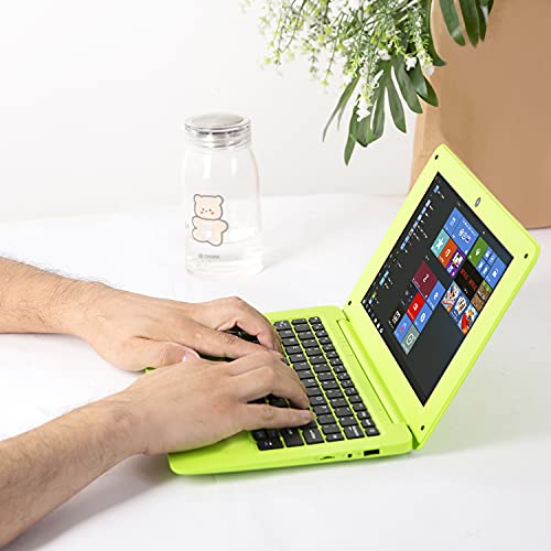 Goldengulf Windows 10 Portable Computer Laptop Mini 10.1 Inch 32GB Ultra Slim and Light Netbook Intel Quad Core PC HDMI USB Netflix YouTube for Children (Green)