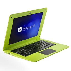 Goldengulf Windows 10 Portable Computer Laptop Mini 10.1 Inch 32GB Ultra Slim and Light Netbook Intel Quad Core PC HDMI USB Netflix YouTube for Children (Green)